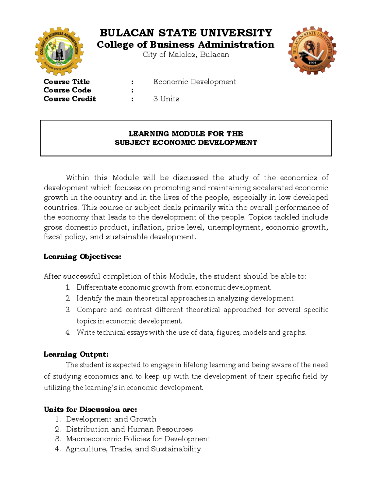 Econ Dev Module 1: Exploring Economic Growth & Development Concepts ...