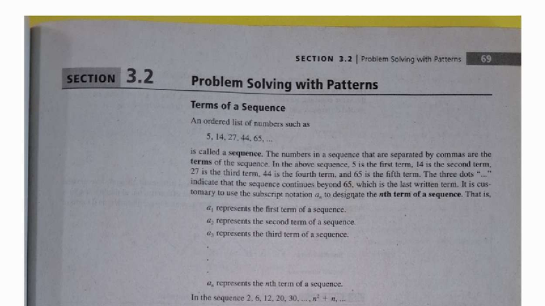 Math 3 - Problem Solving with Patterns: Sequences and Predictions - Studocu