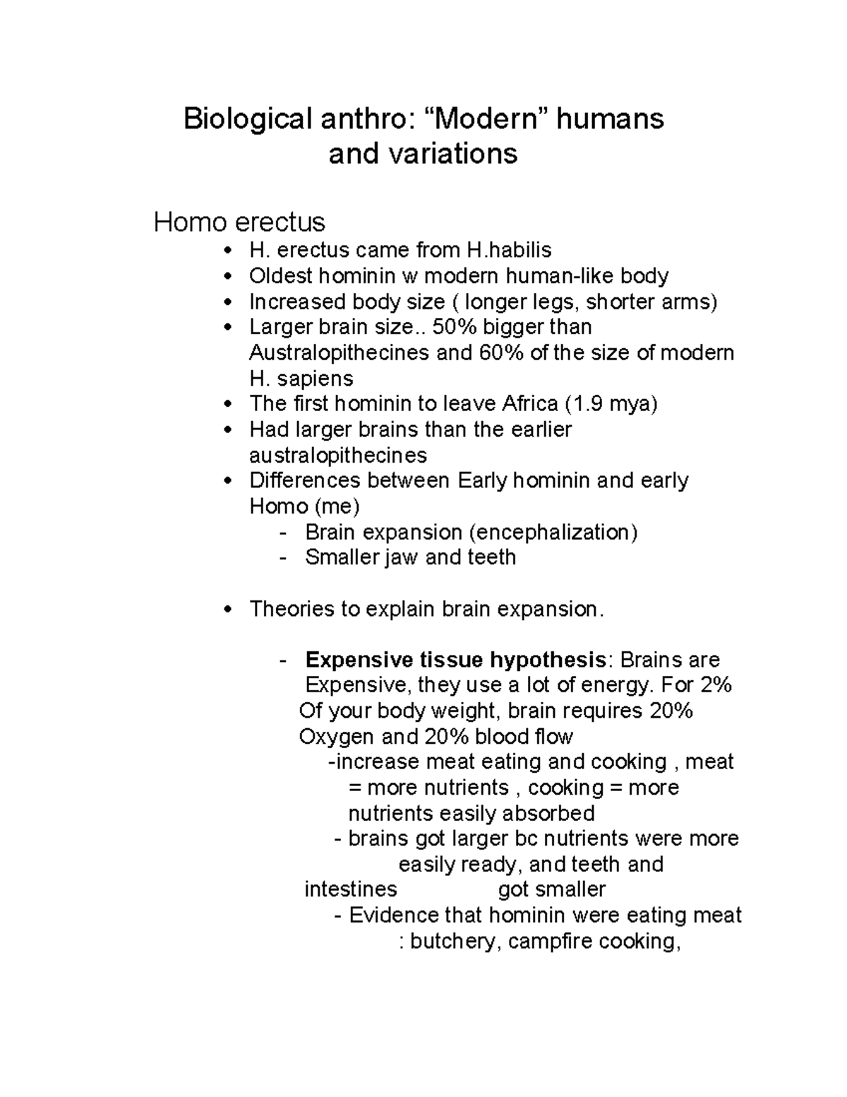 Biological Anthropology 3: Evolution of Homo Erectus and Hominin ...