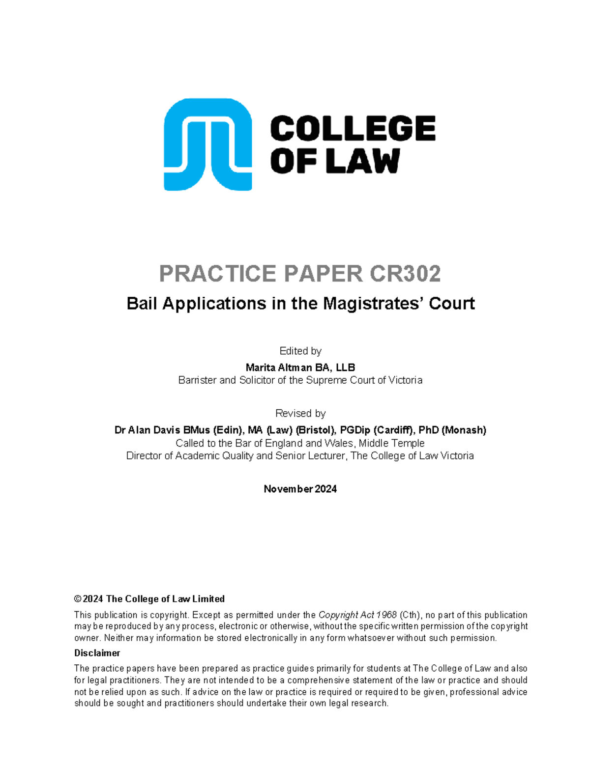 Practice Paper CR302: Bail Applications in the Magistrates' Court - Studocu
