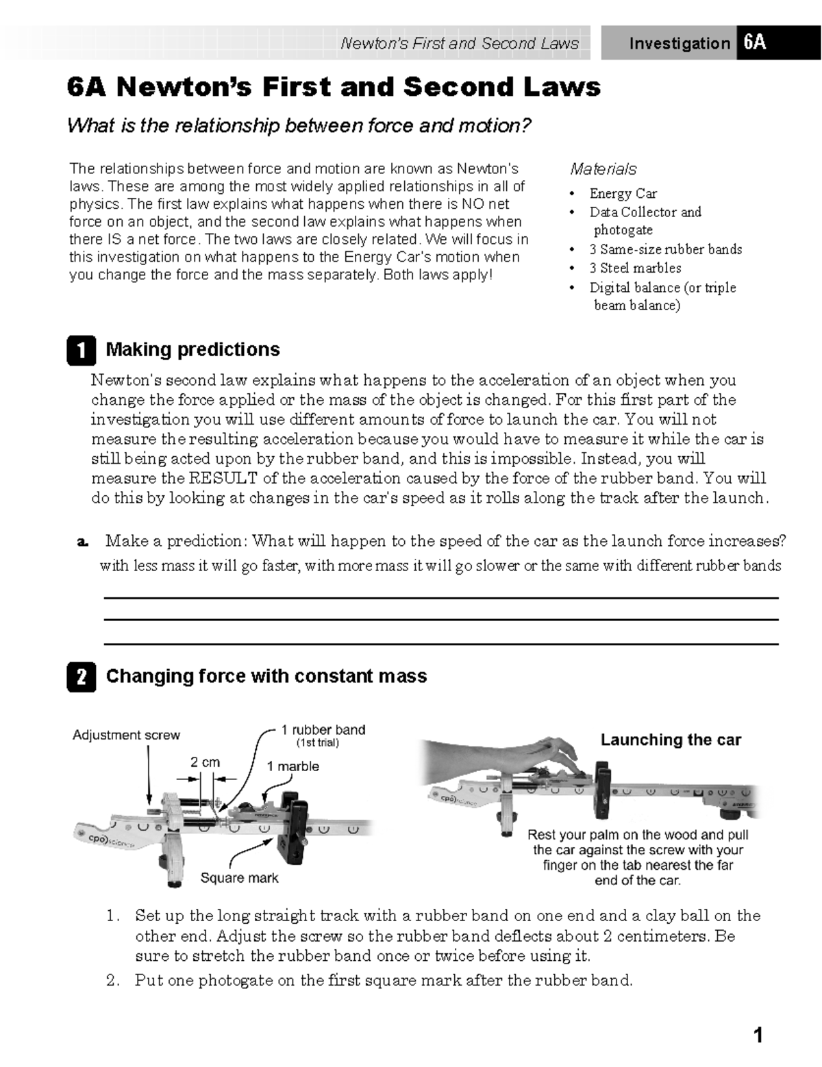 Investigation 6A: Exploring Force and Motion in Newton's Laws - Studocu