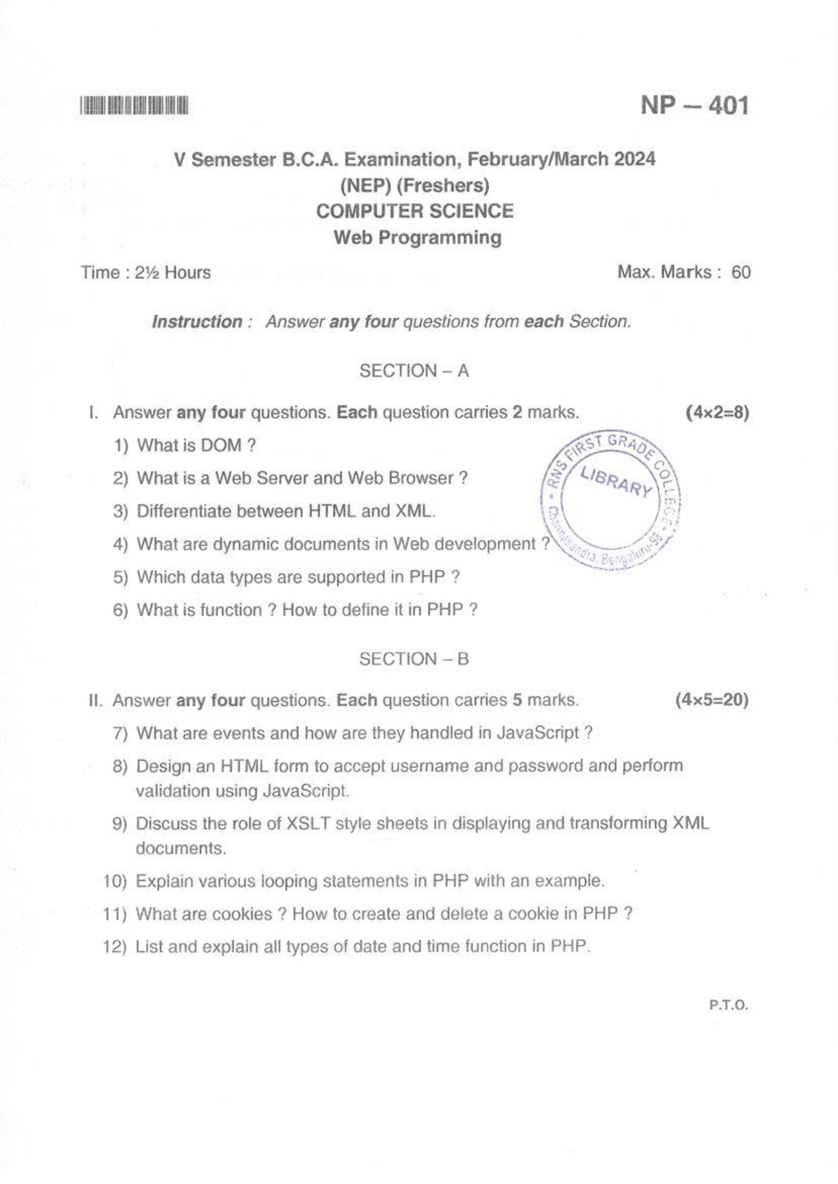 NP 401 V Web Programming Exam Notes - B.C.A. 2024 (NEP) - Studocu