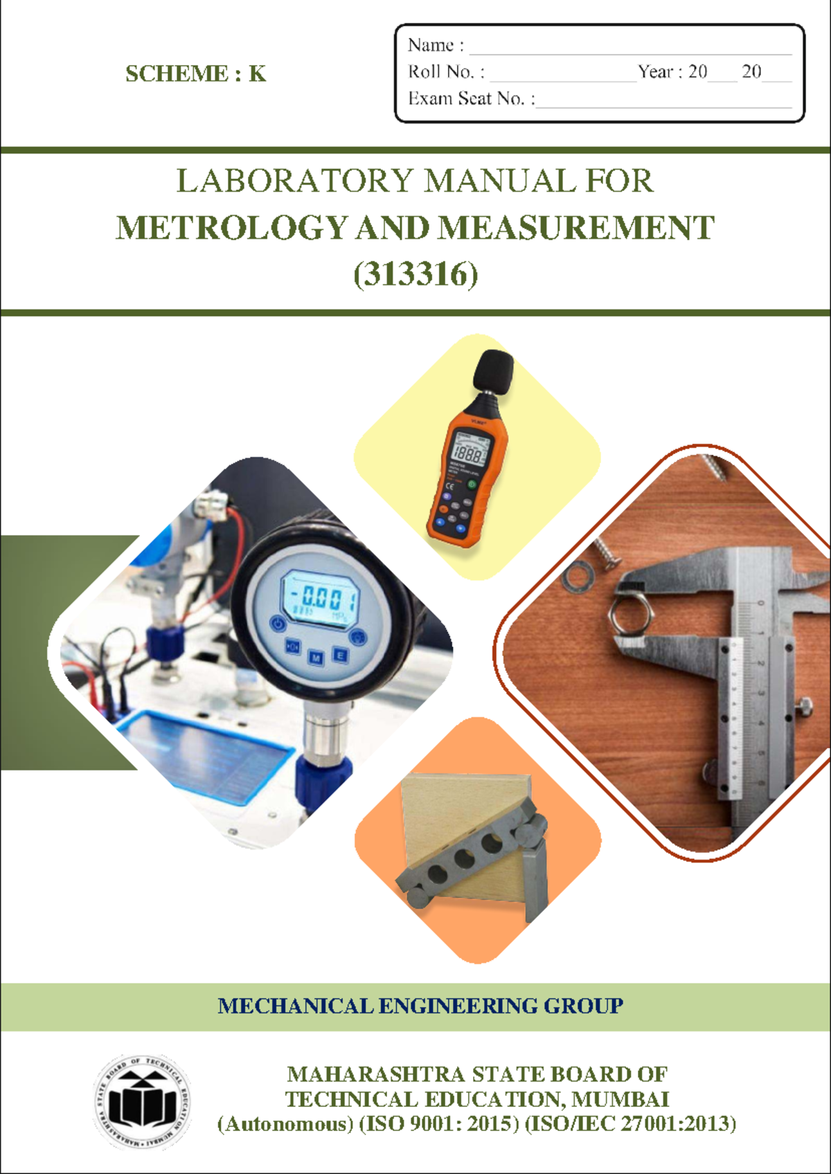 K Scheme Laboratory Manual: Metrology and Measurement (313316) - Studocu