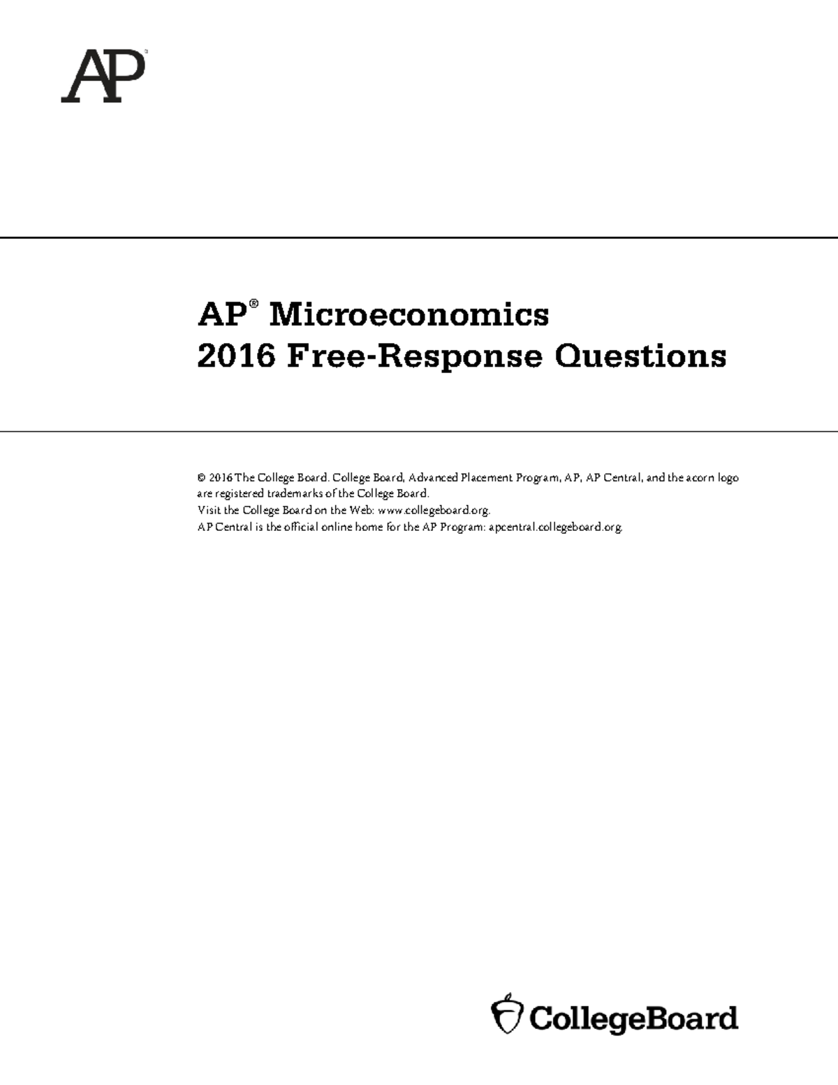 AP Microeconomics 2016: Free-Response Exam Questions - Studocu