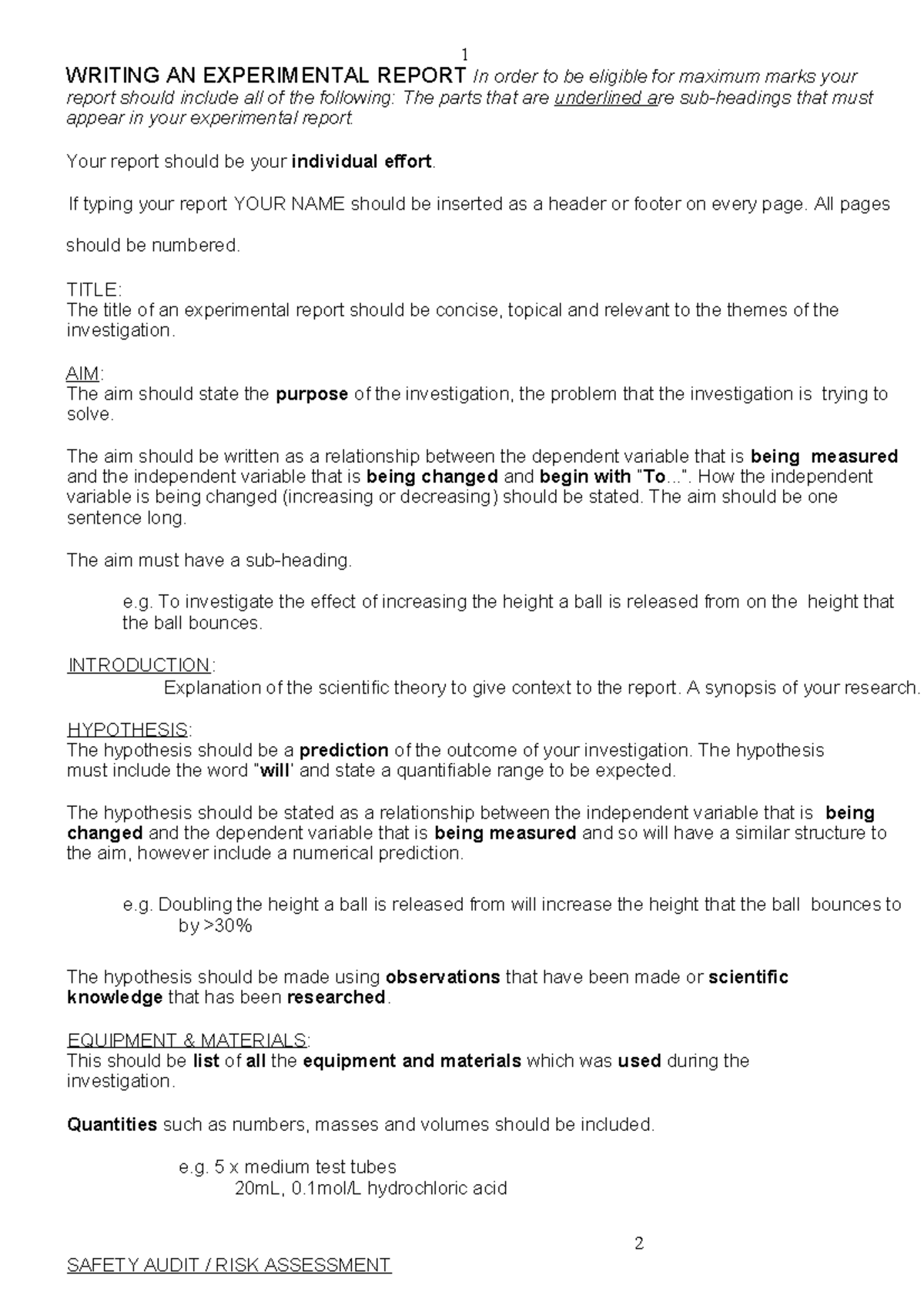 12 WRITING AN EXPERIMENTAL REPORT: A Comprehensive Guide - Studocu