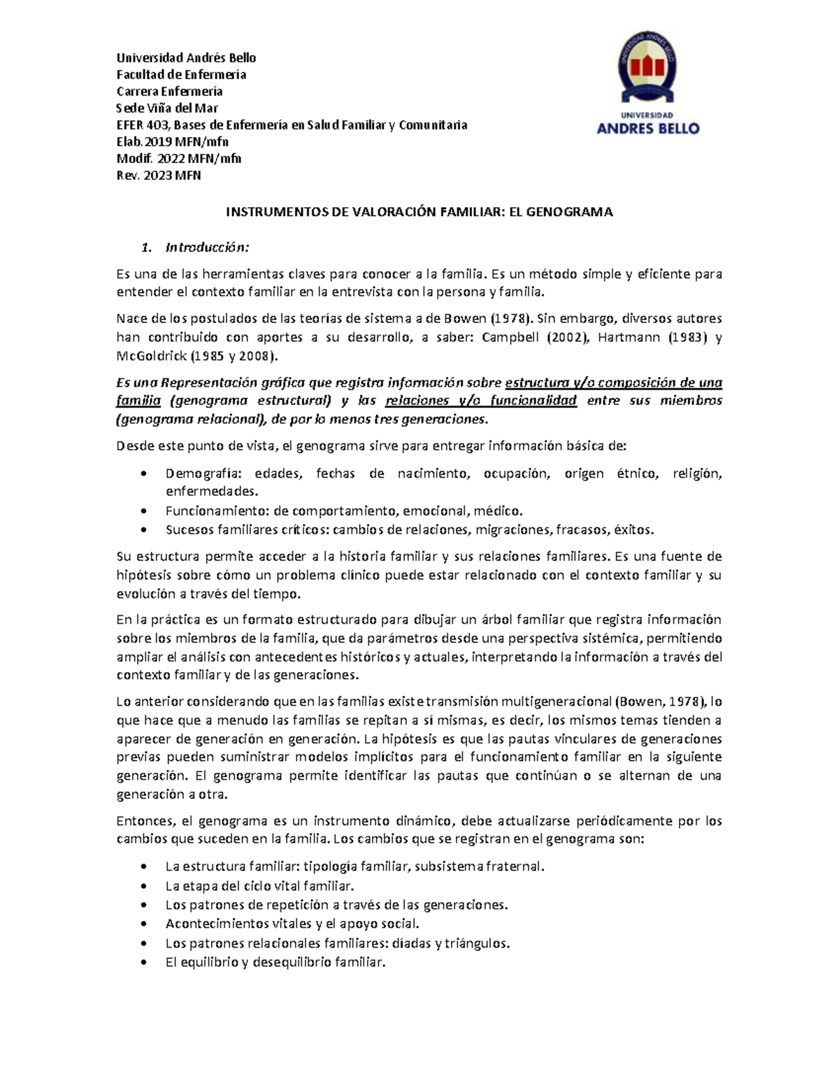 Guía de Genograma para Valoración Familiar en EFER 403 - Studocu