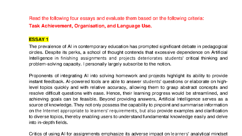 Evaluating the Impact of AI on Critical Thinking: Homework for 07-11 ...