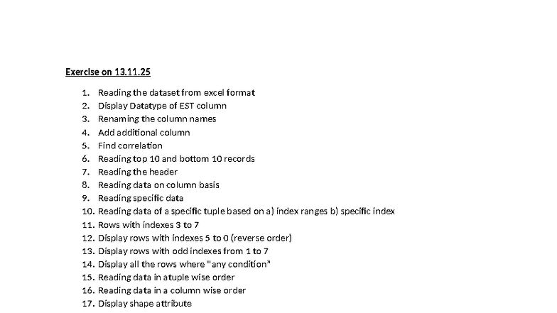 Exercise on 13 - Data Manipulation Techniques in Python - Studocu
