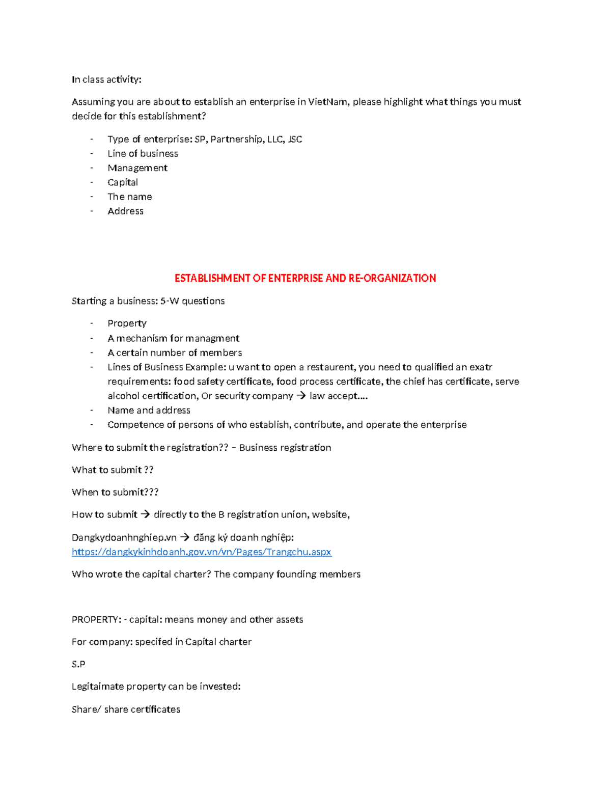 Establishment of Enterprise in Vietnam: Key Considerations - Studocu