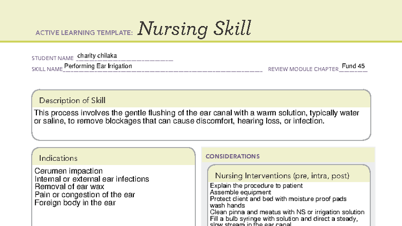 Nursing Skill - Performing Ear Irrigation (Fund 45) Active Learning ...