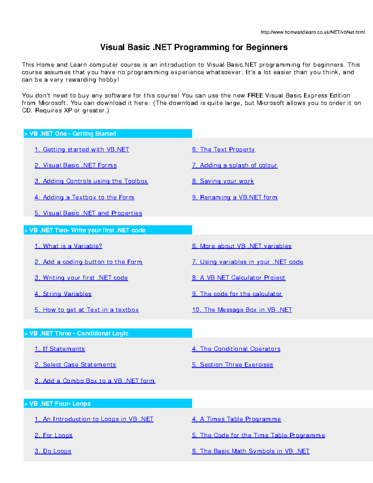 Visual Basic .NET Programming for Beginners - homeandlearn.co/NET/vbNet ...
