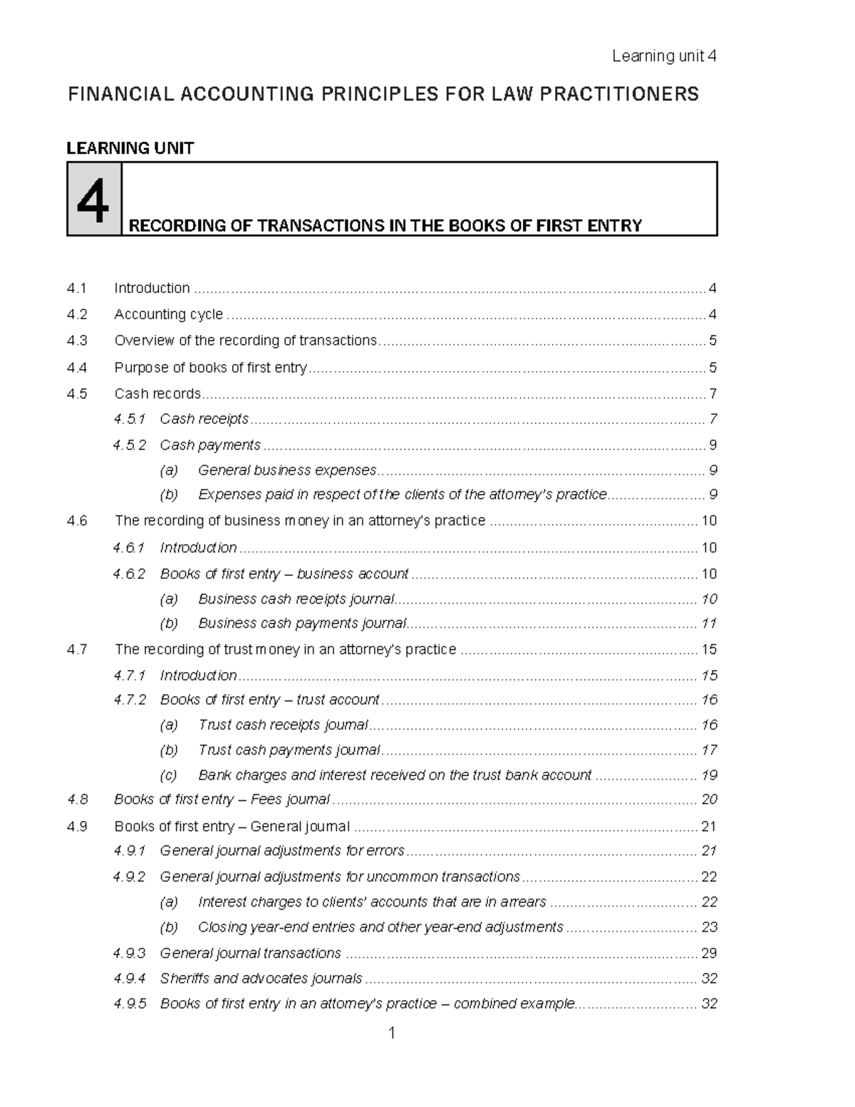 Learning Unit 4: Recording Transactions in Financial Accounting for Law ...