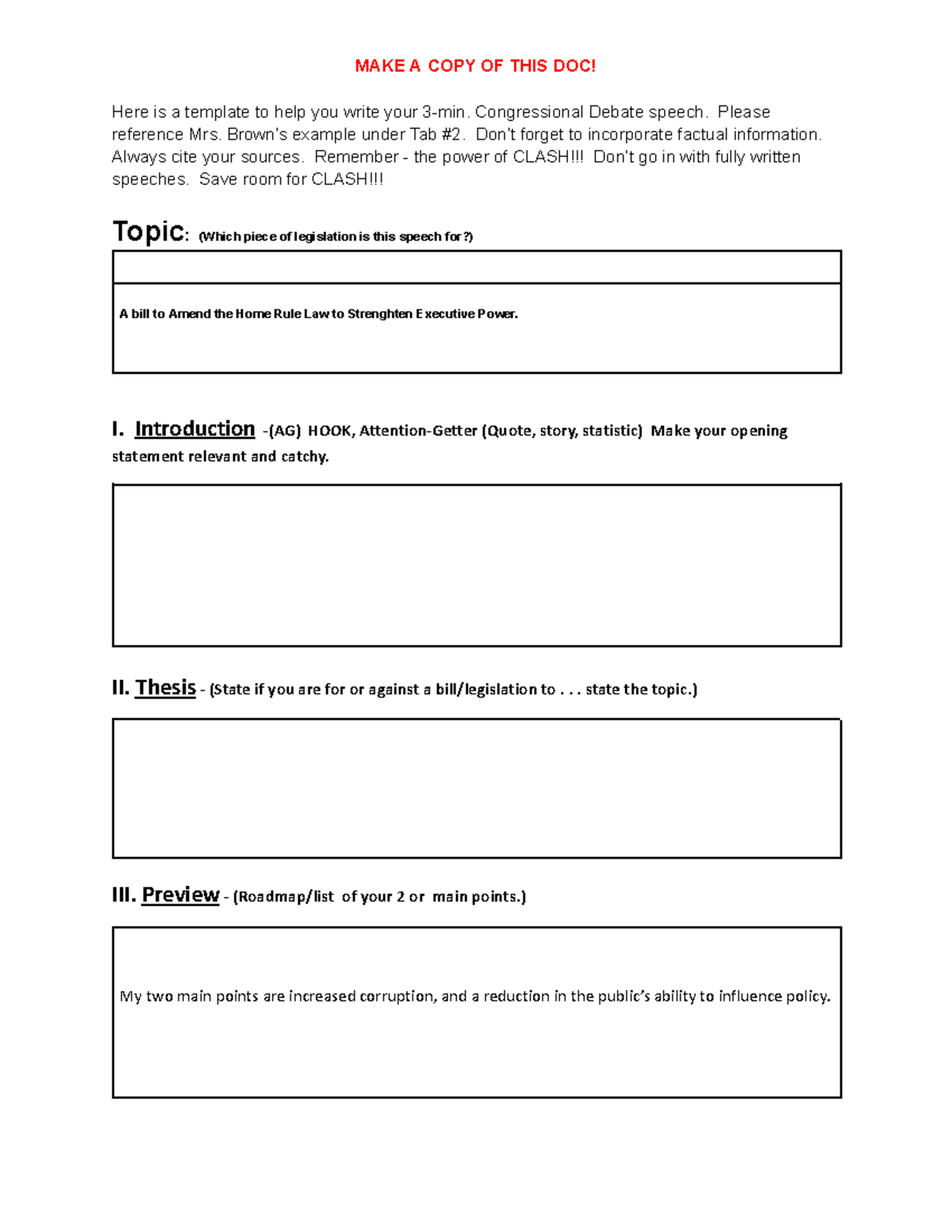 Congressional Bill Template