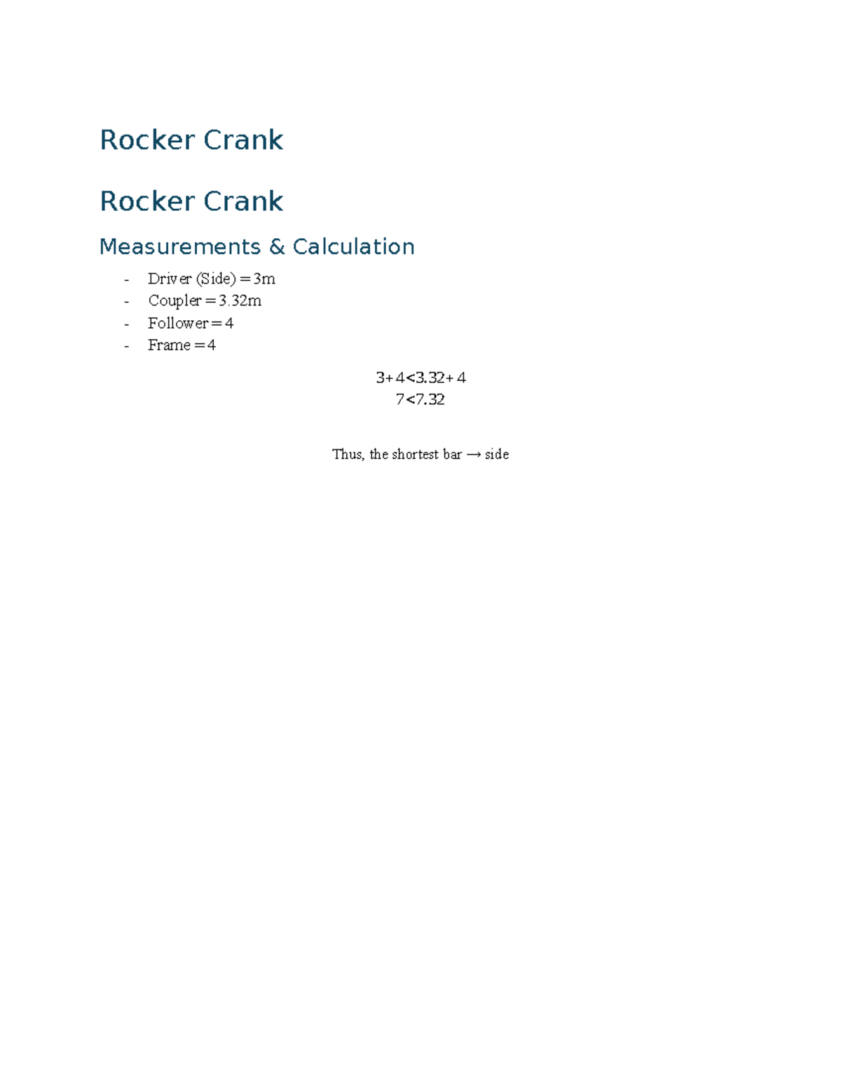 Rocker Crank lab - Rocker Crank Rocker Crank Measurements & Calculation ...