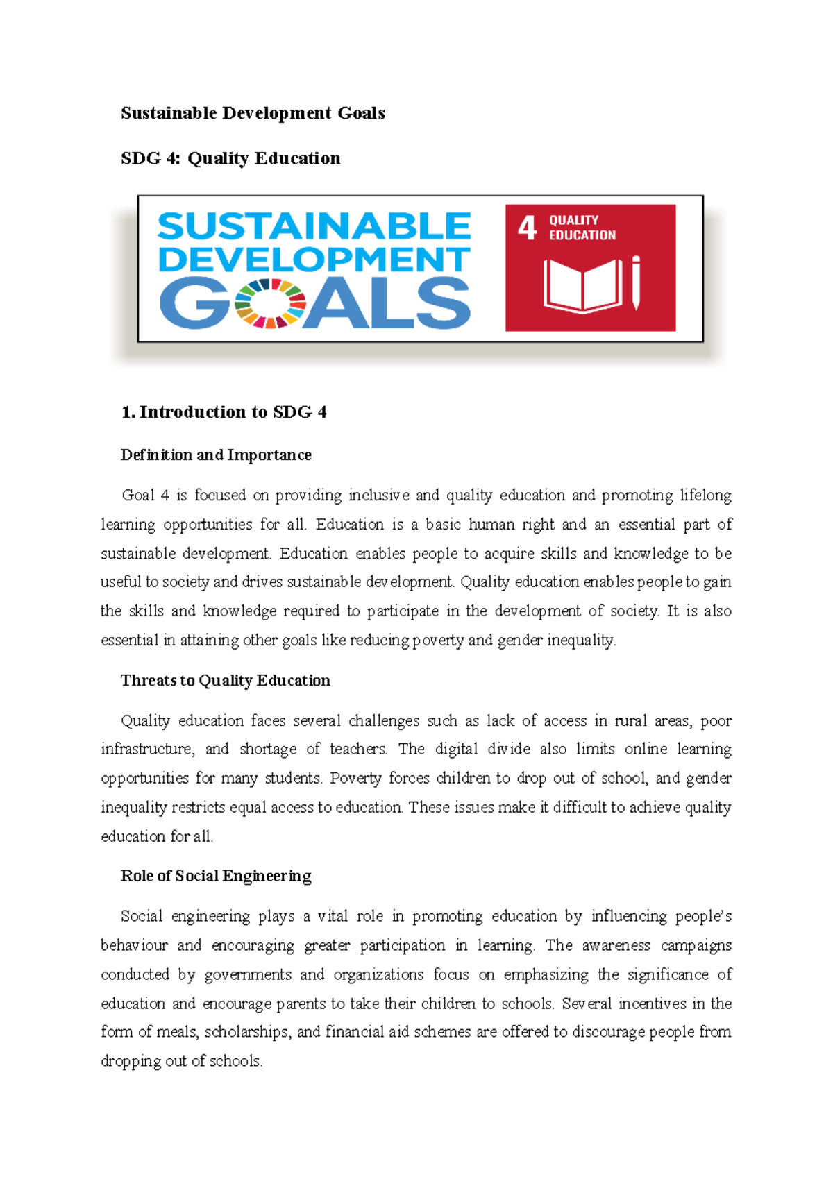 SDG 4: Quality Education - Challenges, Progress, and Future Roadmap ...