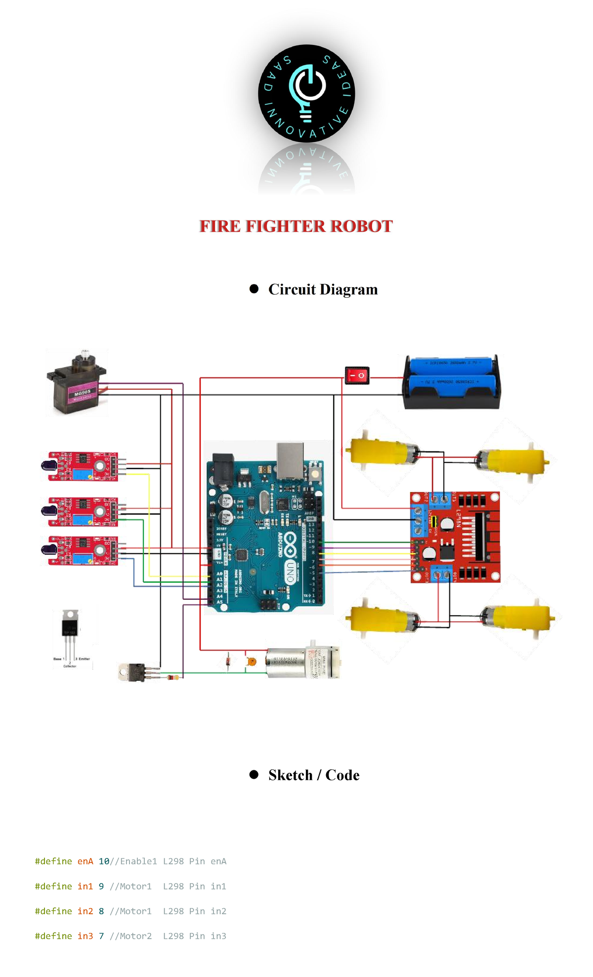 Arduino Fire Fighter Robot Circuit Diagram & Code Guide - Studocu