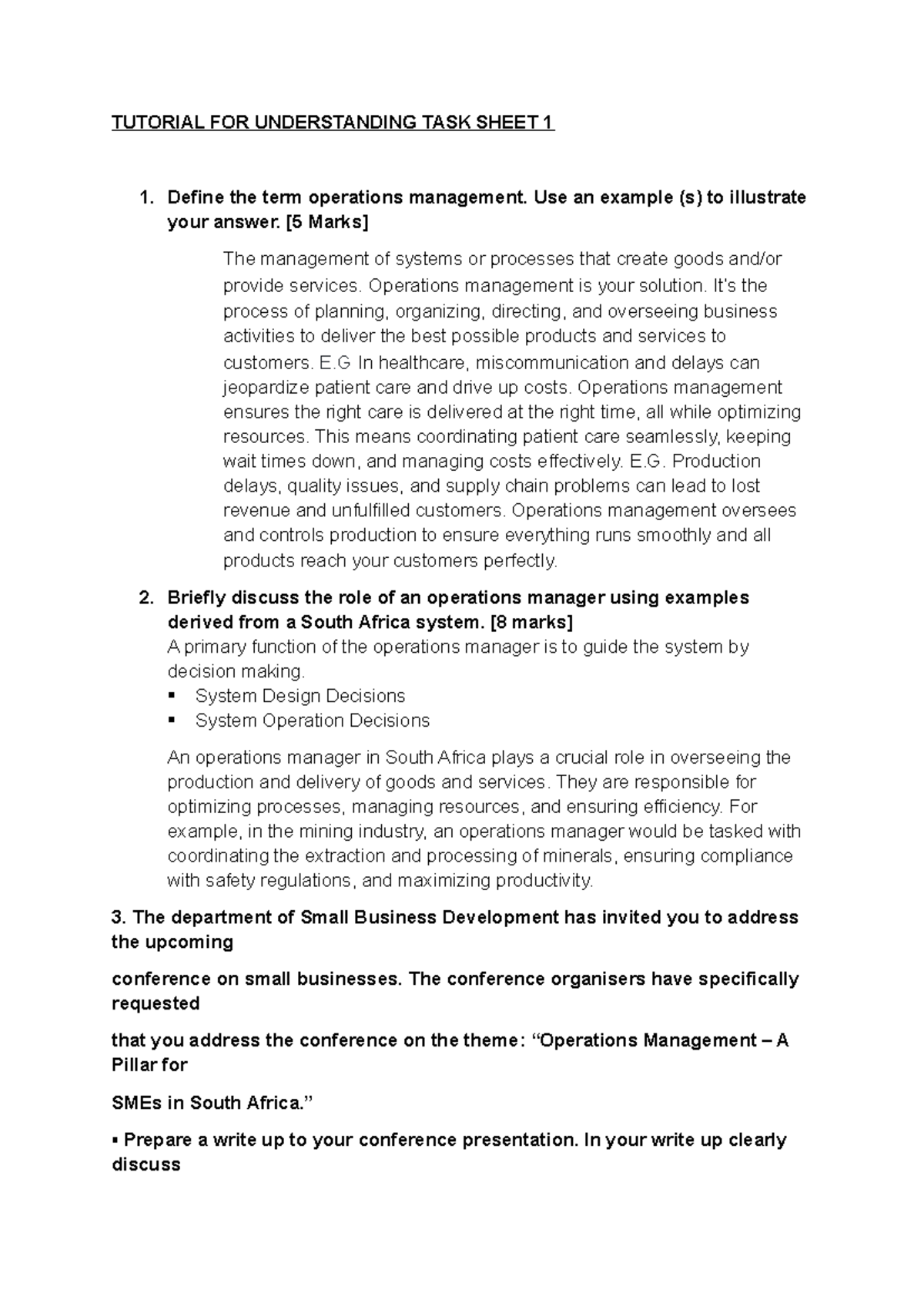 Tutorial FOR Understanding TASK Sheet 1 - TUTORIAL FOR UNDERSTANDING ...