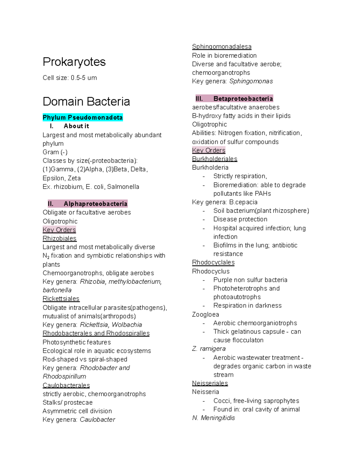 BIO120 Presentation Notes: Prokaryotes, Bacteria, and Their Ecological ...