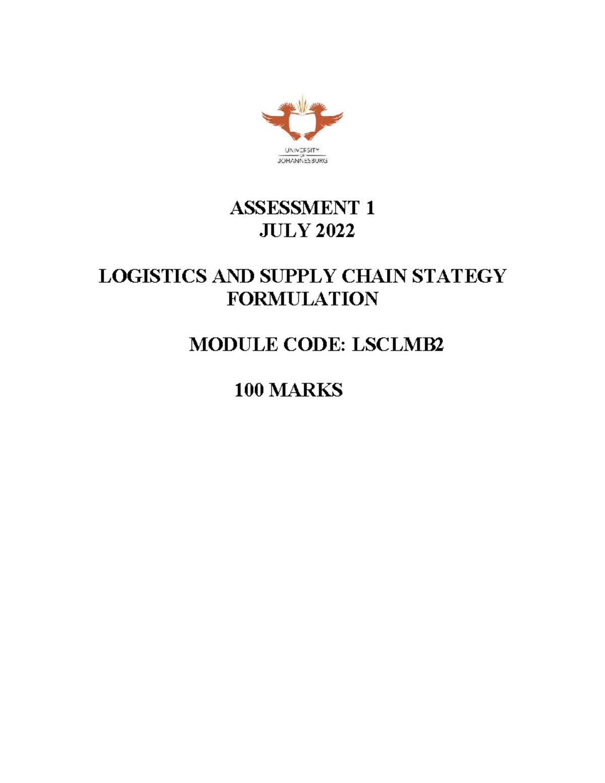 Assessment 1 - LSCLMB2: Logistics Audit & Supply Chain Strategies - Studocu