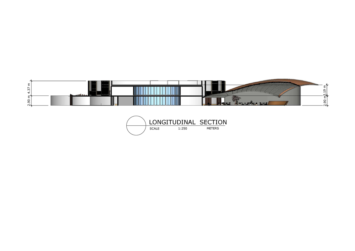 Longitudinal Section - N/A - BS -Architecture - LONGITUDINAL SECTION SCALE 1:250 METERS 2 m 4 m ...