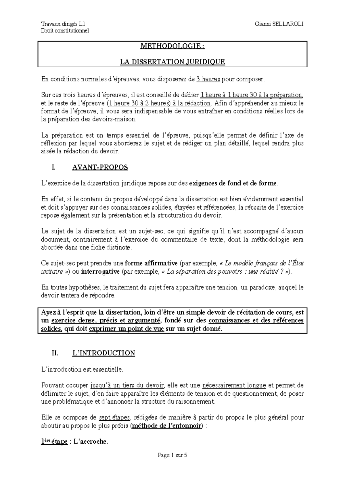 Méthodologie de la dissertation juridique en Droit Constitutionnel ...
