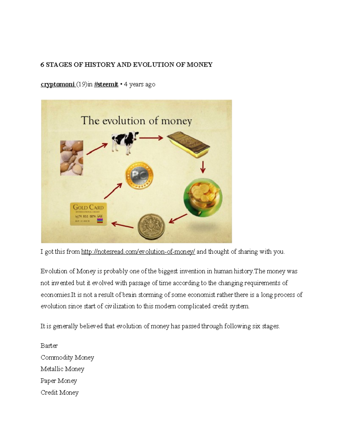 6 Stages OF History AND Evolution OF Money - 6 STAGES OF HISTORY AND ...