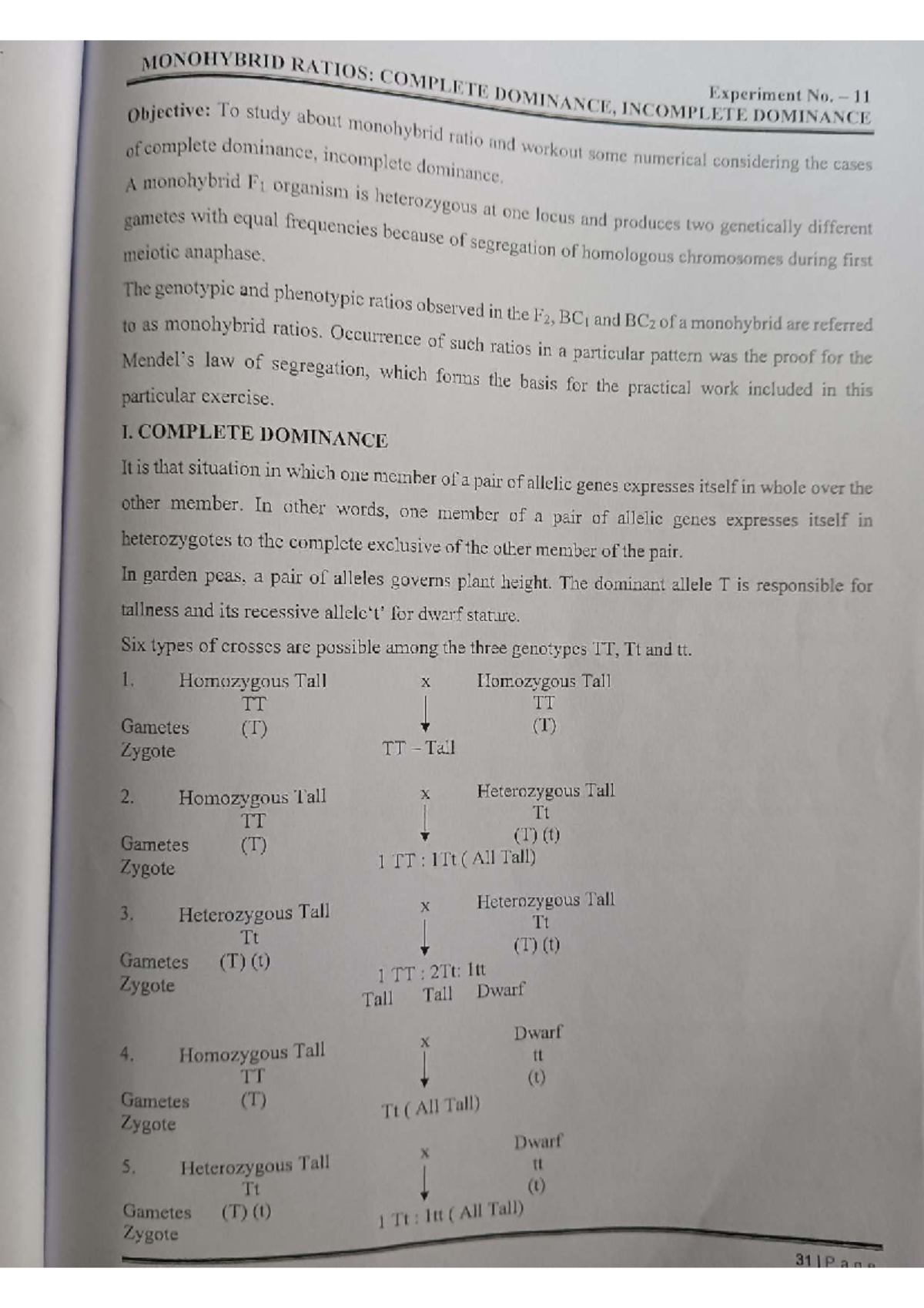 Monohybrid Crosses: Complete & Incomplete Dominance - BSc AG 2nd Year ...
