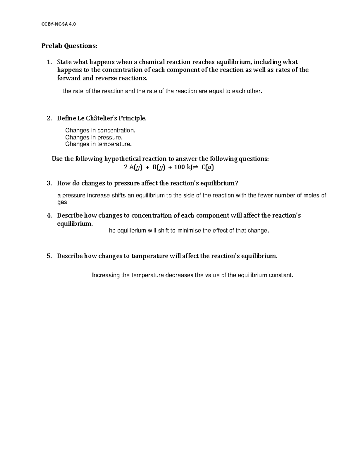 Lab 5-Equilibrium & Le Chatelier's Principle pre lab - CC BY-NC-SA 4 ...