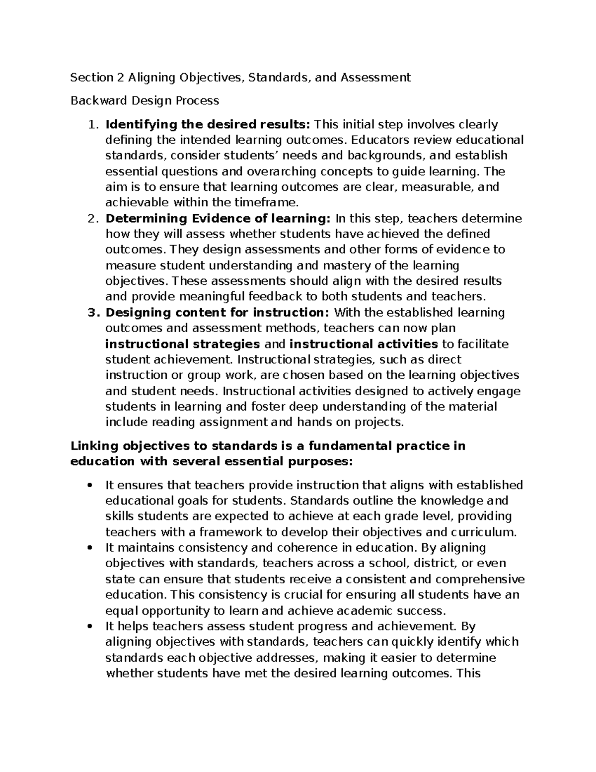 EDU 101: Section 2 - Aligning Objectives, Standards & Assessment Notes ...