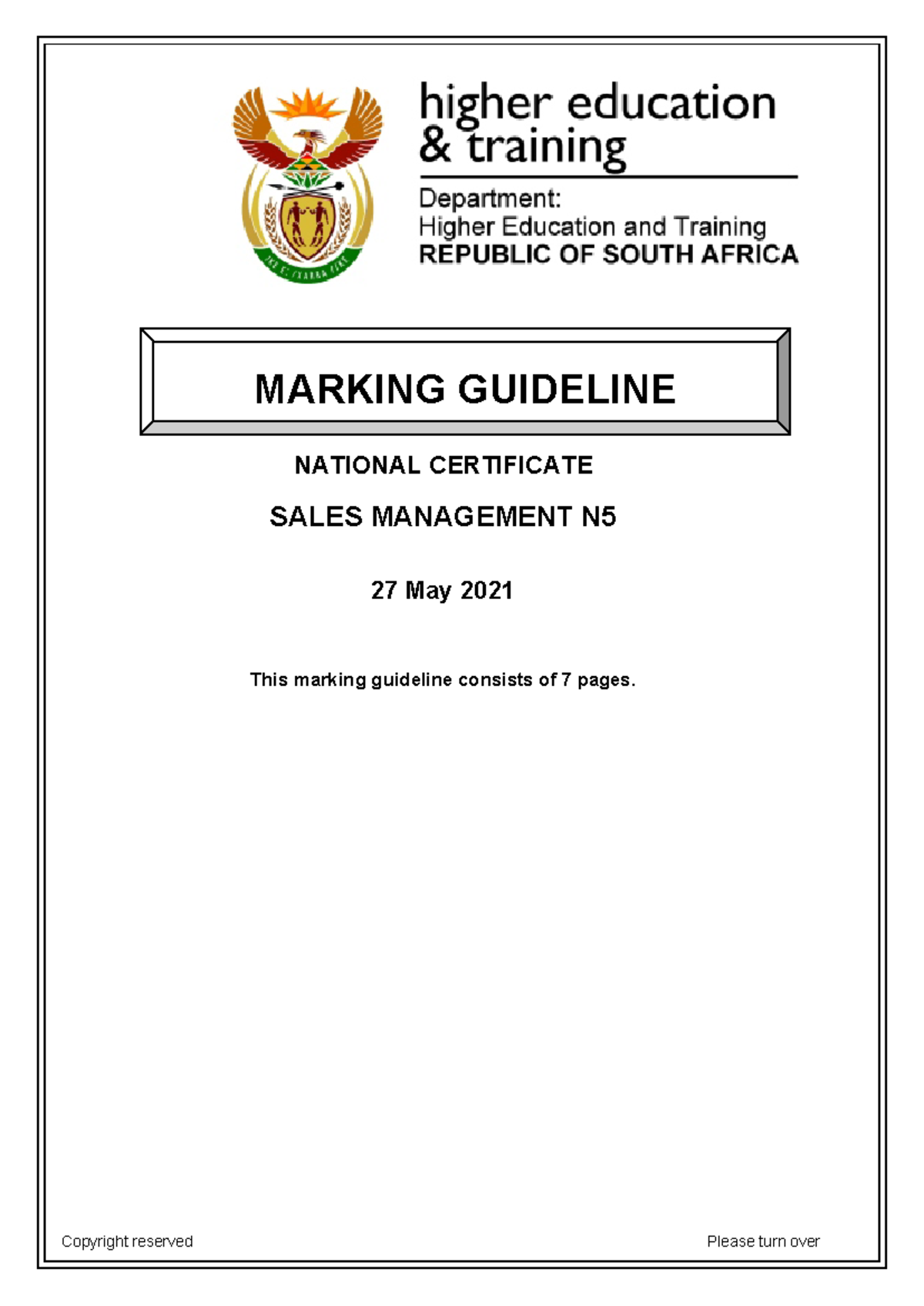 N5 Sales Management June 2021 Memorandum - NATIONAL CERTIFICATE SALES ...