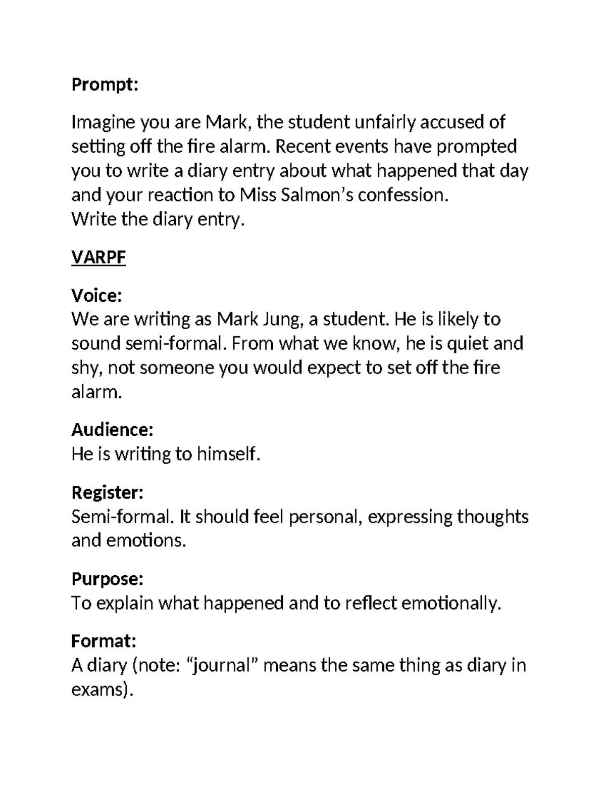 Lecture Notes: Diary Writing Techniques for VARPF Course - Studocu