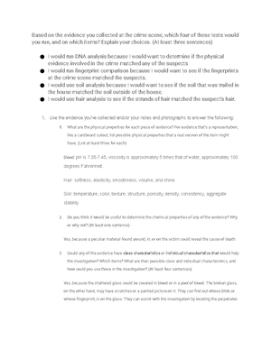 Unit 3 lab - forensic science unit 3 lab - Investigation Lab Journal ...