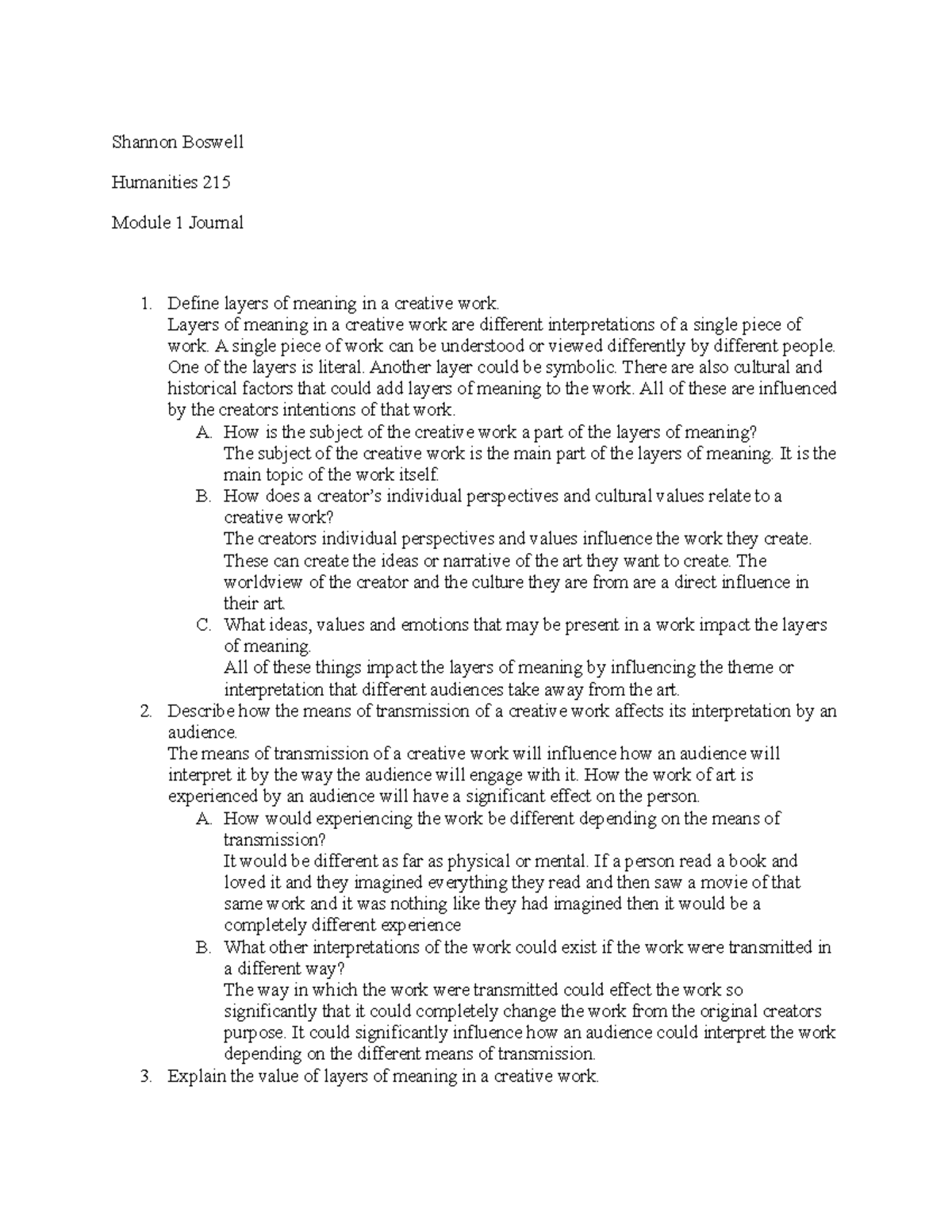 Hum215Mod1-2 - Module 1 Assignment: Layers of Meaning in Art - Studocu