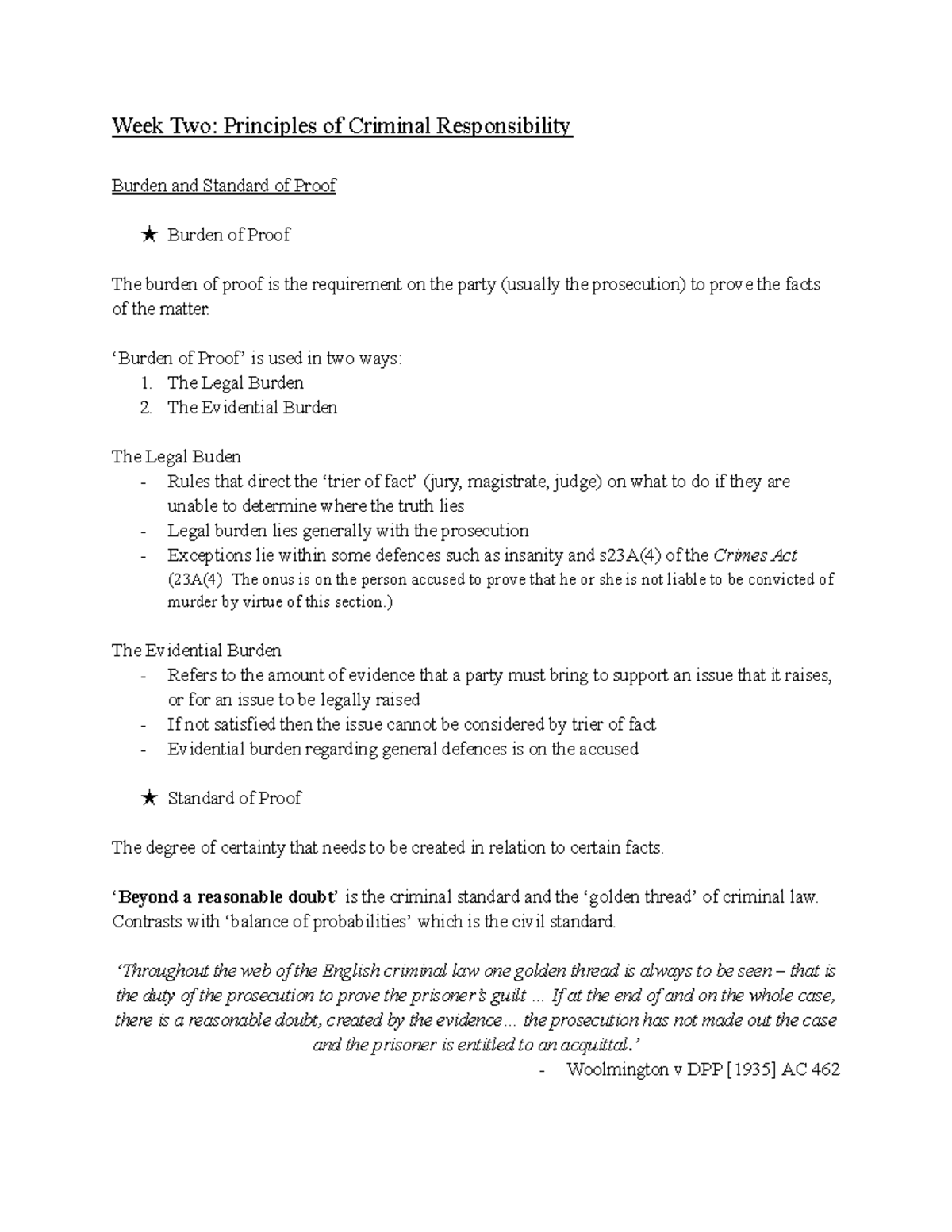 Module Two: Principles of Criminal Responsibility and Proof Standards ...