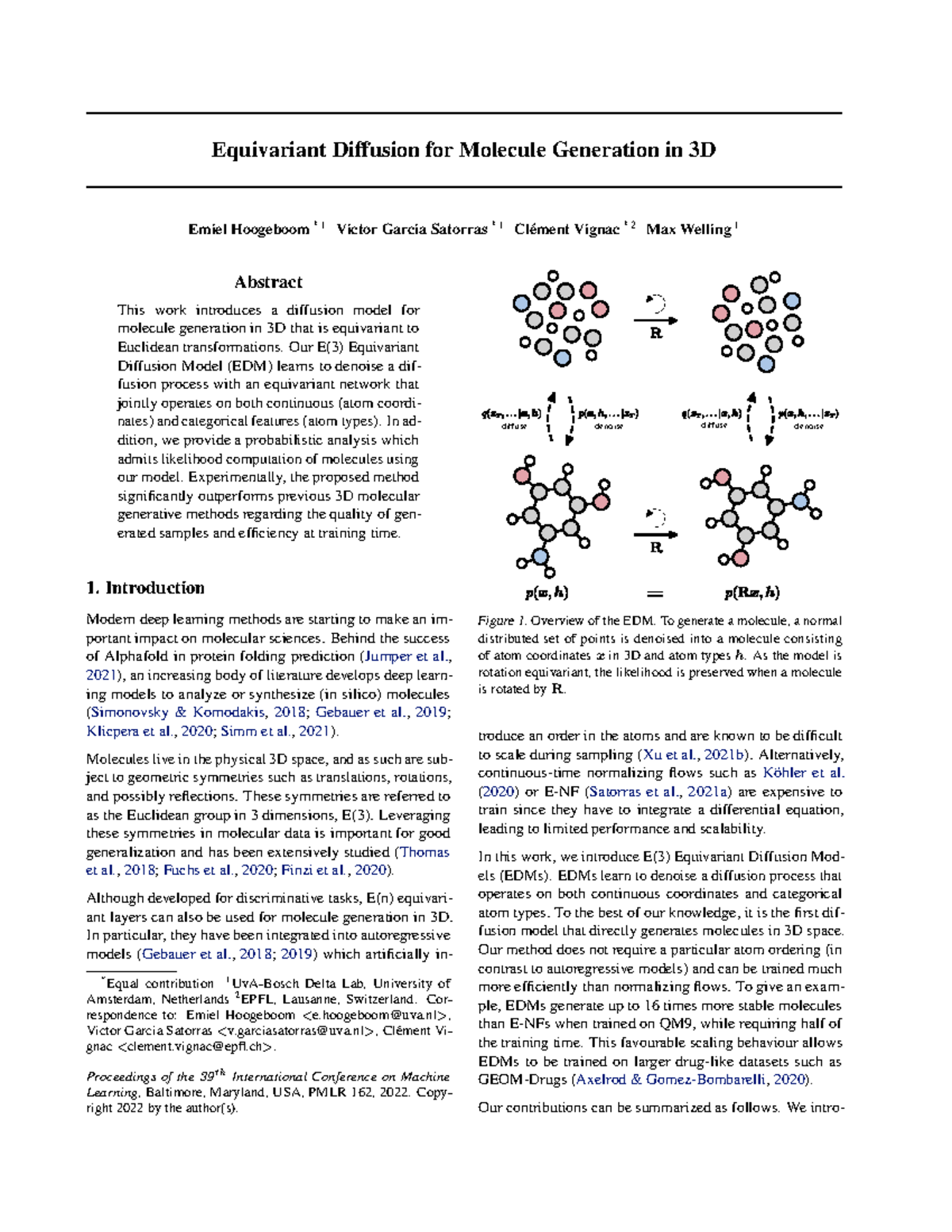 Equivariant Diffusion Model for 3D Molecule Generation (EDM) - Studocu