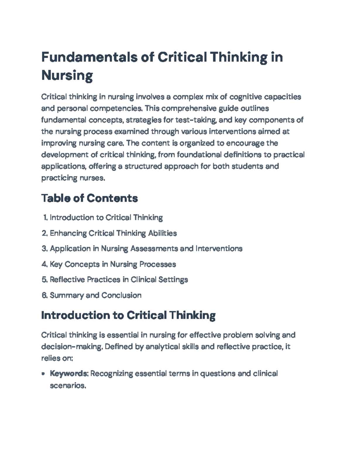 Critical Thinking Essentials in Nursing: A Comprehensive Guide ...