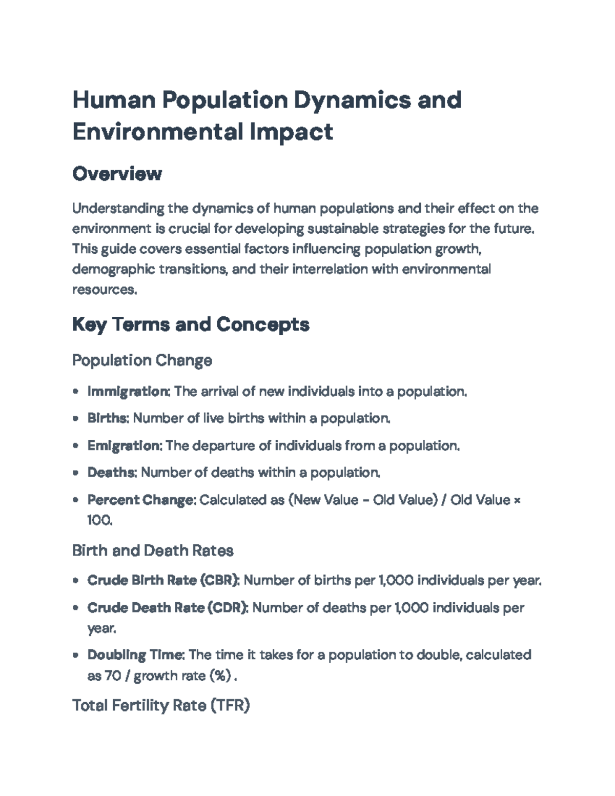 Human Population Dynamics and Environmental Impact Overview - Human ...