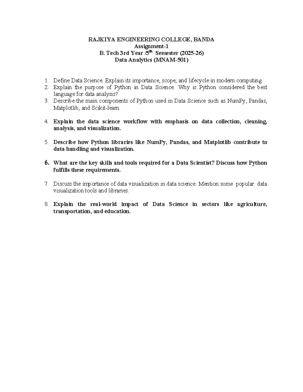 Data Analytics Assignment (MNAM-501): Importance, Scope & Python Use ...