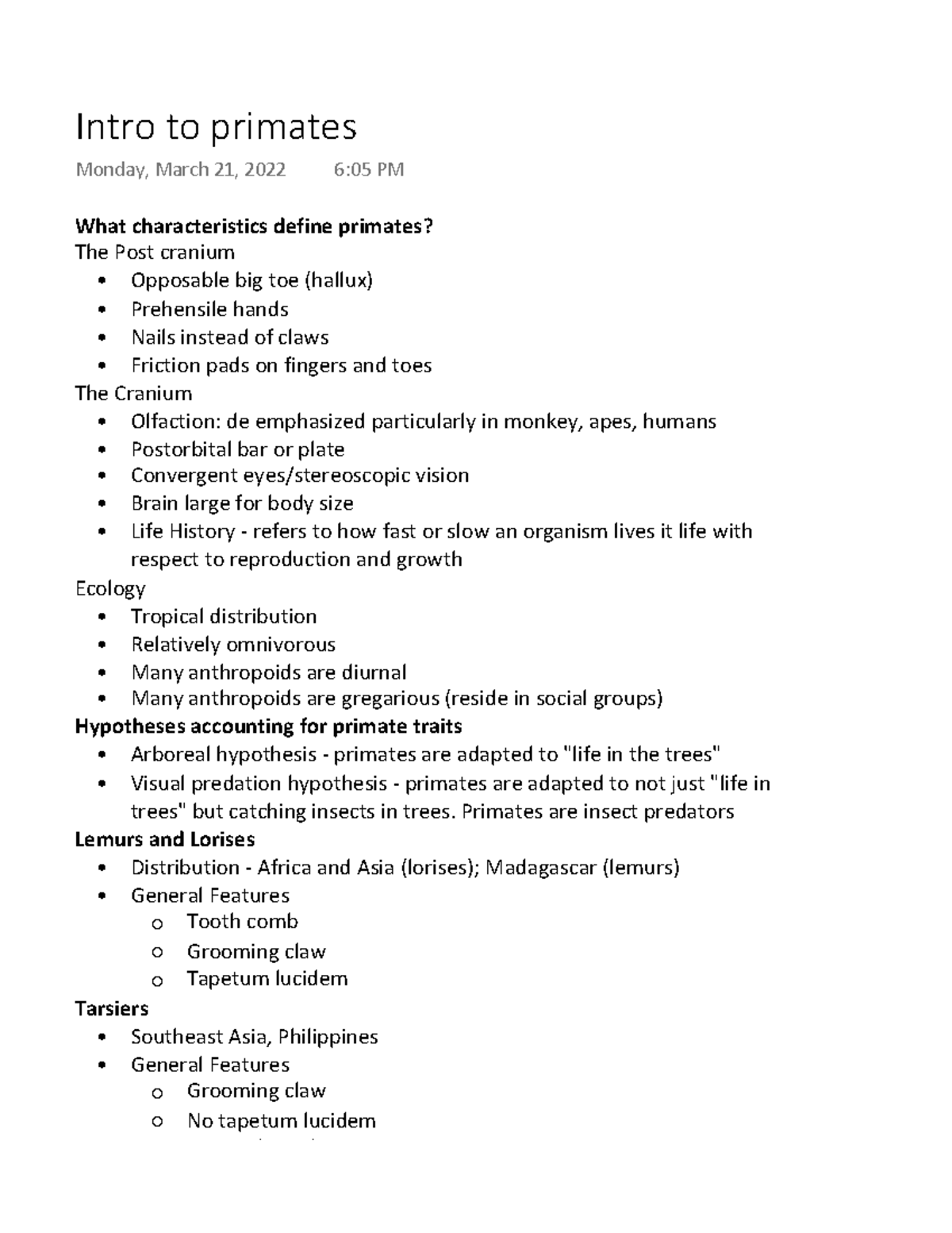 ANTH 196 1 - Biological Anthropology - What characteristics define ...