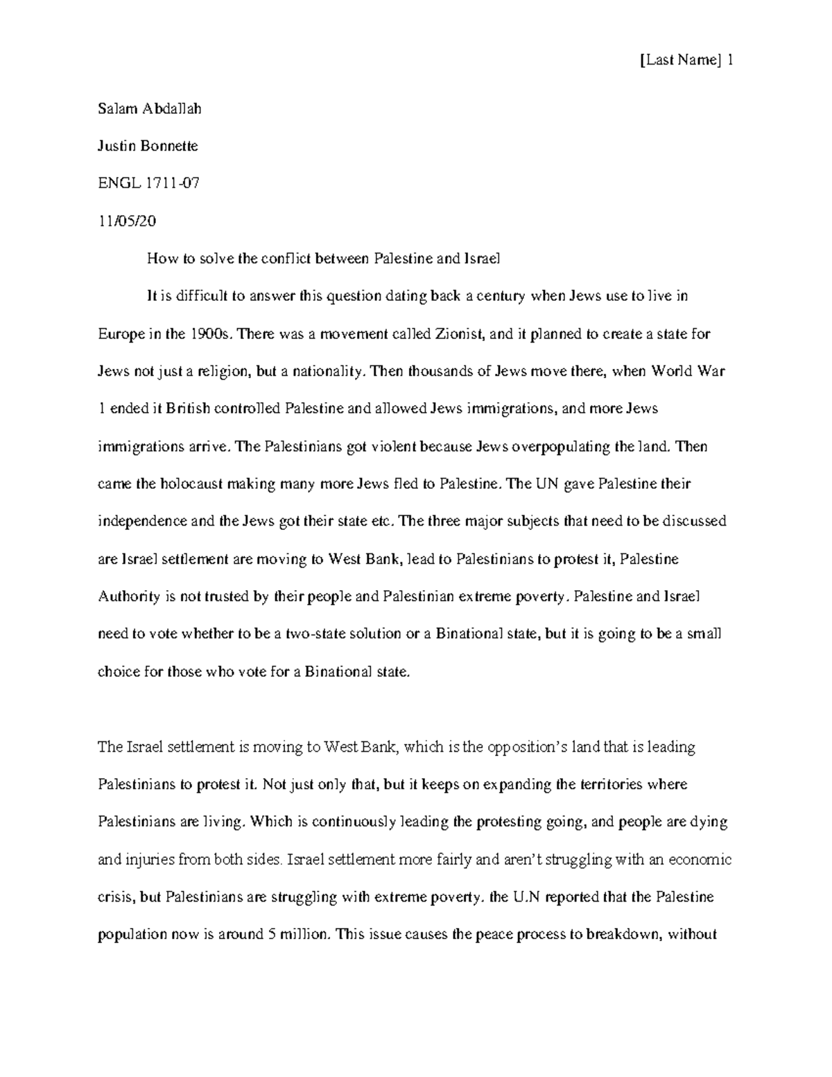 Cause and effect - [Last Name] 1 Salam Abdallah Justin Bonnette ENGL ...