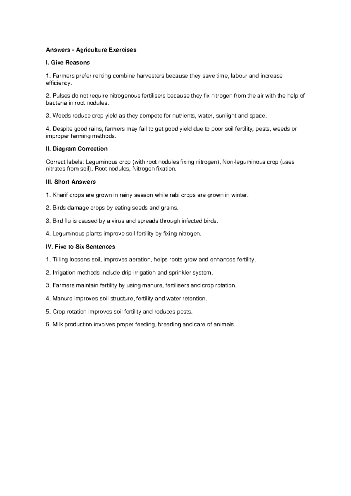 Agriculture 101: Practice Answers for Exercises and Concepts - Studocu