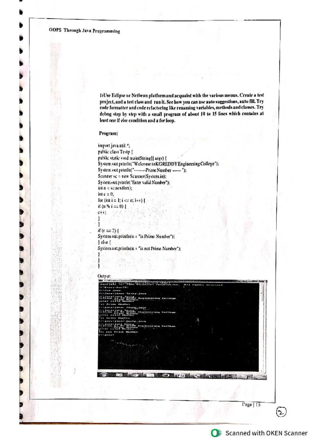 OOPS Through Java Programming Lab Manual - TIS9YS96 - Studocu