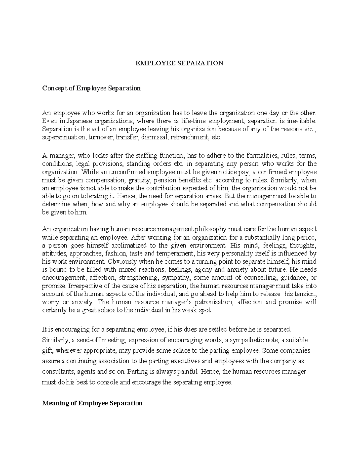 Employee Separation Notes: Understanding Causes & Management Strategies ...