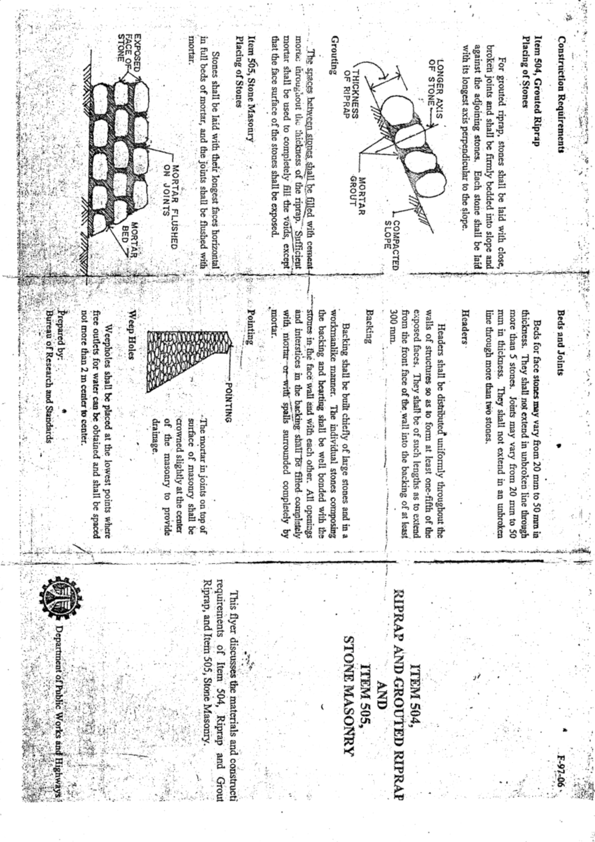 Construction Requirements for Grouted Riprap & Stone Masonry (Items 504 ...