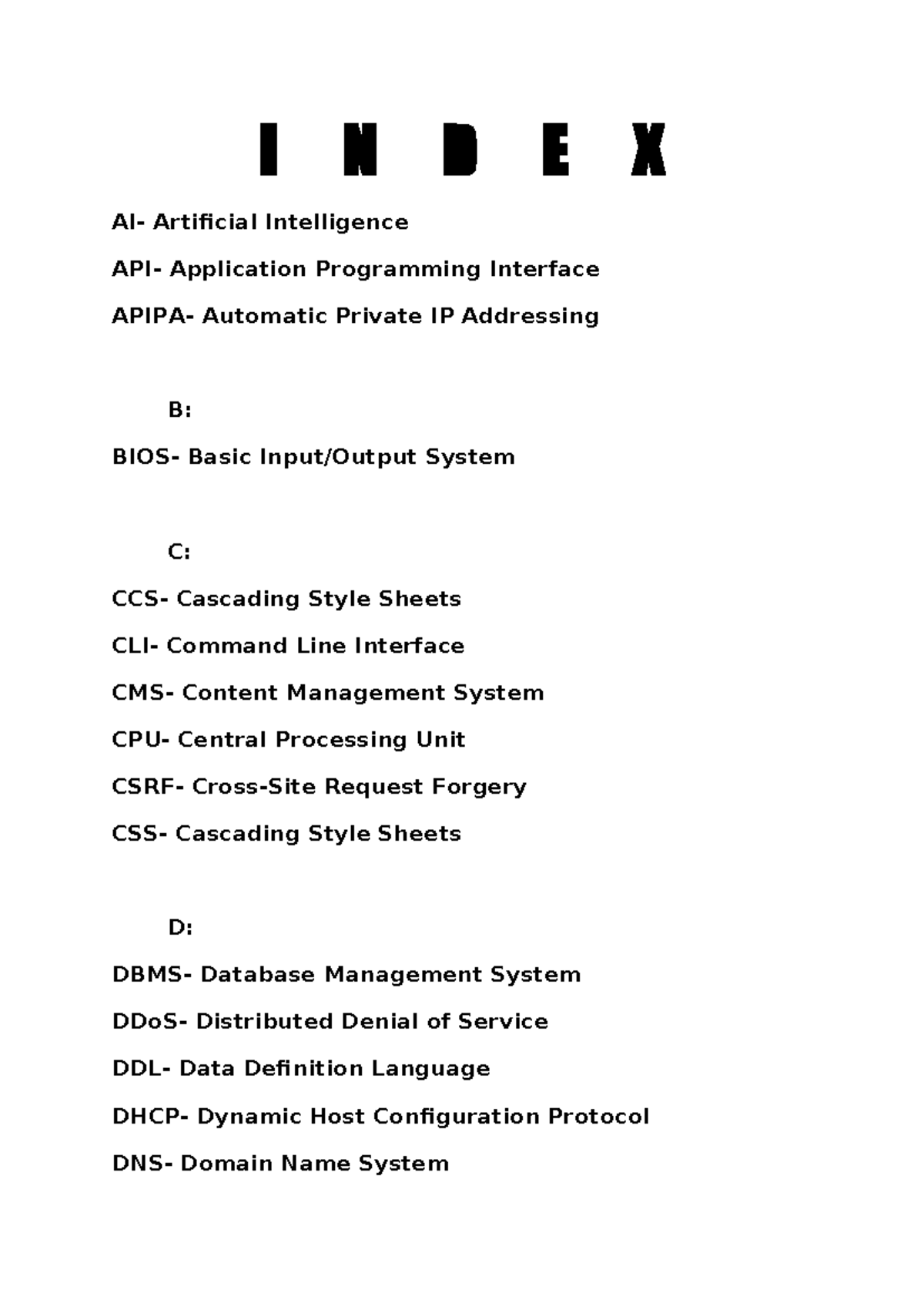 BTEC ICT LEVEL 2 - INDEX - I N D E X AI- Artificial Intelligence API ...