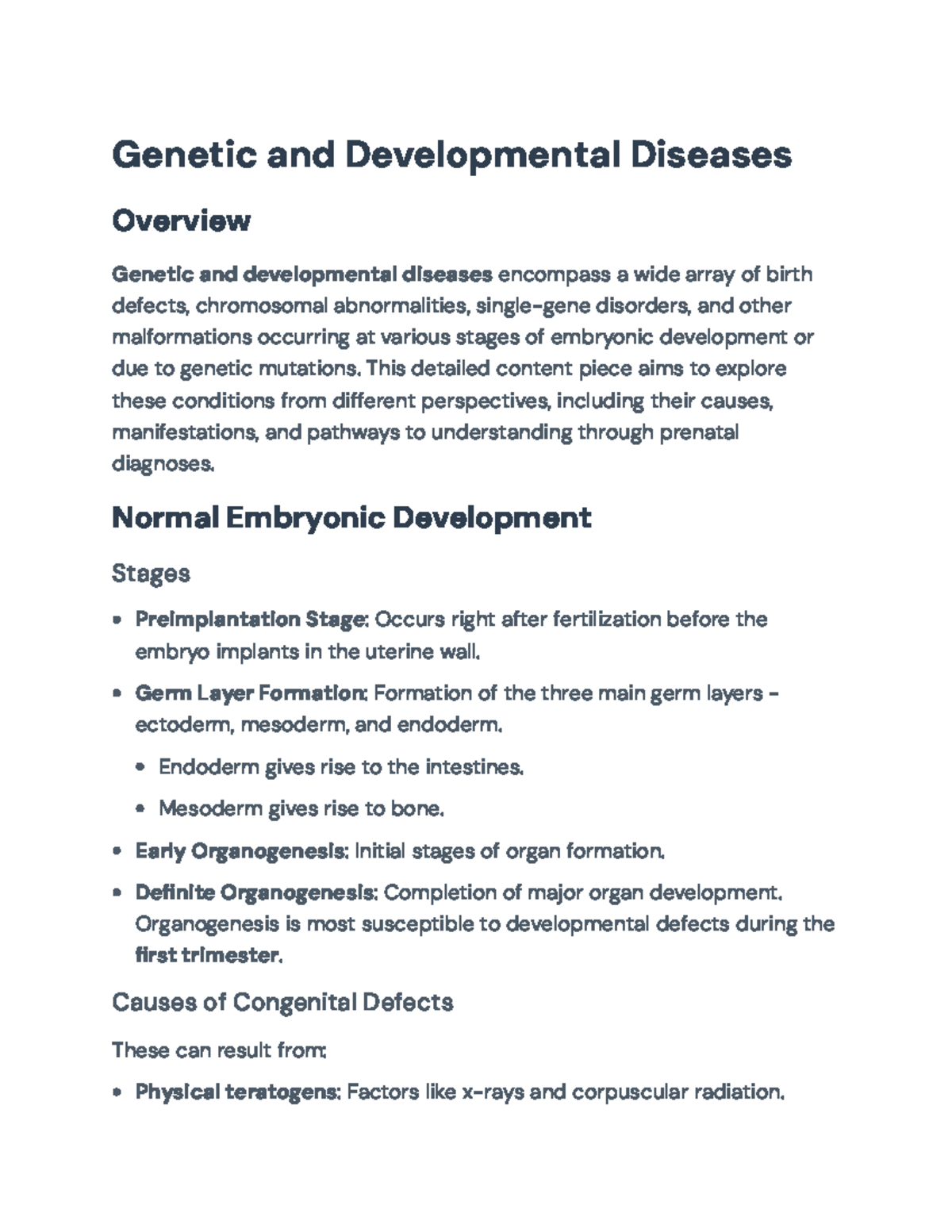 Genetic and Developmental Diseases Overview: Causes and Mechanisms ...