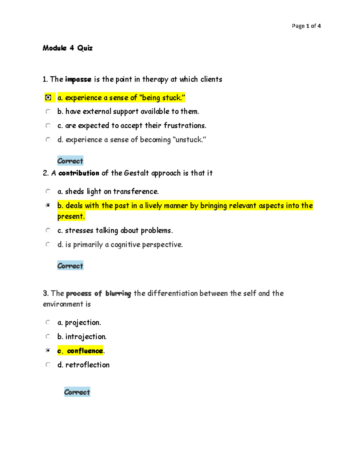 PSY 315 Module 4 Quiz with Complete Q&As and Answers - Studocu