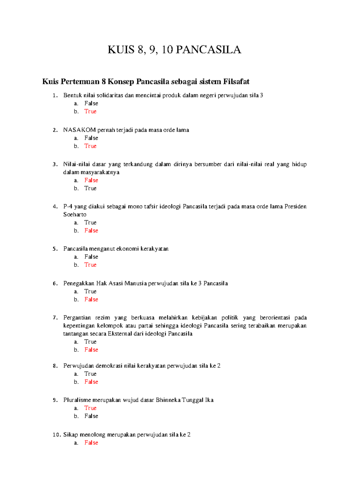 KUIS 8, 9, 10: Pancasila dalam Filosofi dan Etika - Studocu