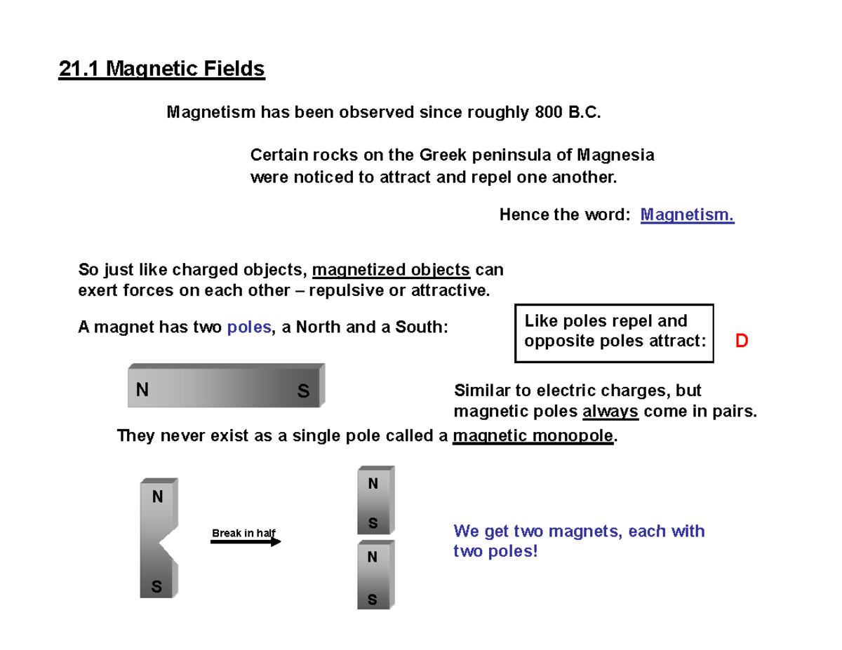 Ch 21 - phys 2, exam 2. chapters 21, 22, and 24 - 21 Magnetic Fields ...