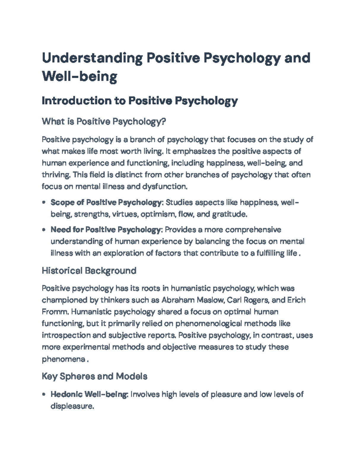 Positive Psychology and Well-being: Exploring Happiness and Culture ...